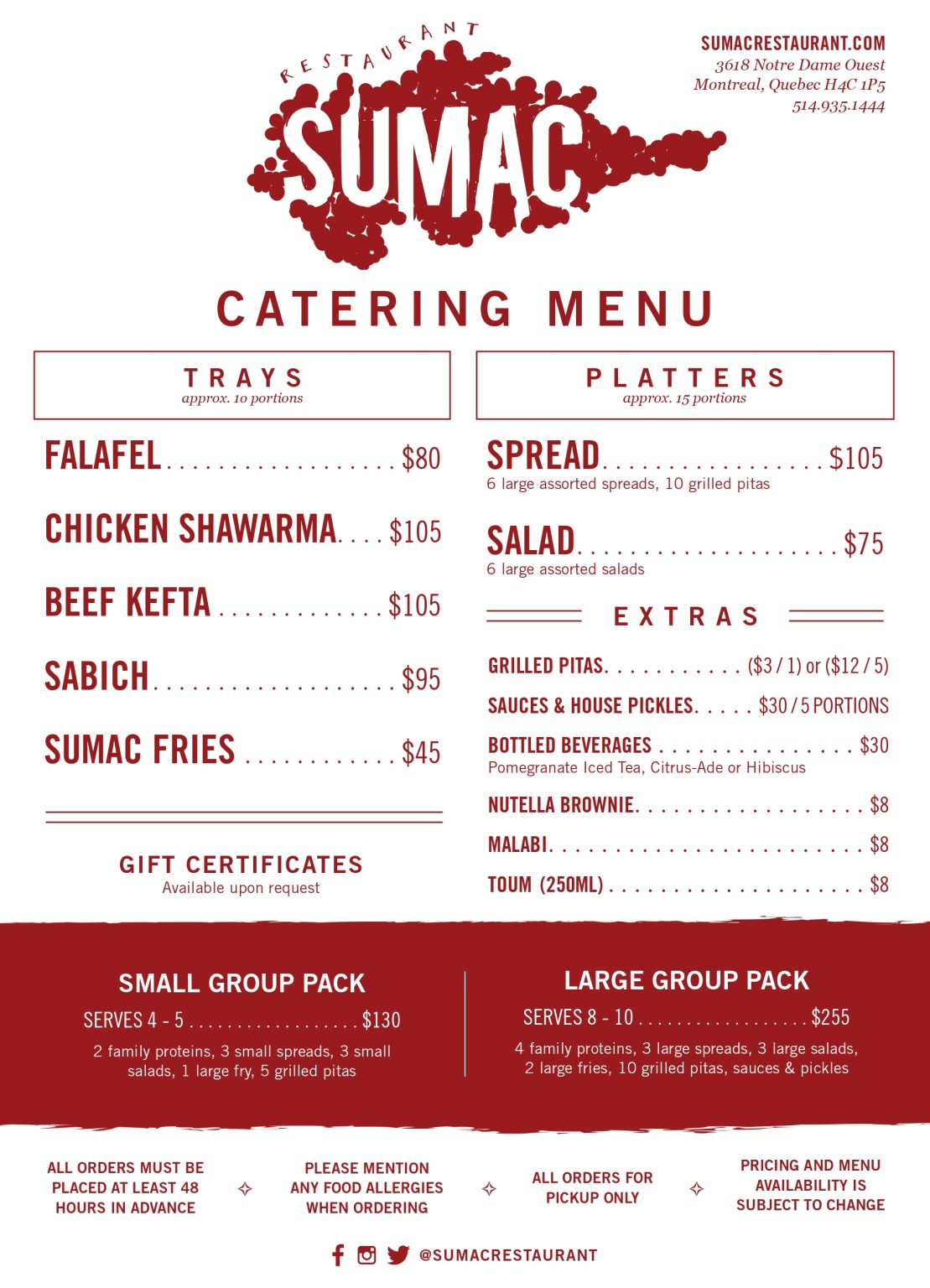 Catering - Sumac Restaurant